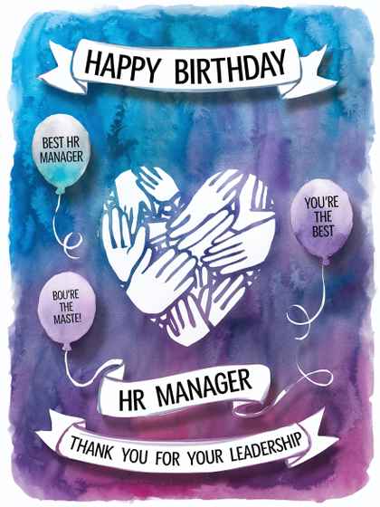 Free Download Watercolor Happy Birthday Card for HR Manager