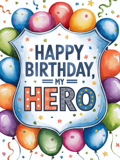Free Download Happy Birthday My Hero Watercolor Illustration