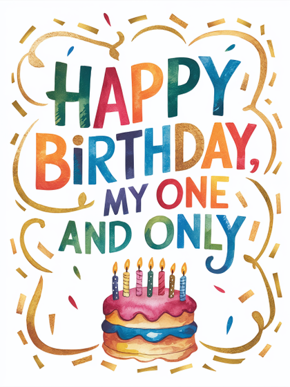 Free Download Happy Birthday My One and Only Watercolor Illustration