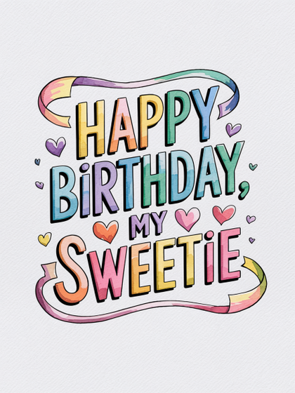 Free Download Happy Birthday Sweetie Watercolor Card