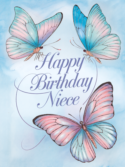 Free Download Happy Birthday Niece Card with Butterflies