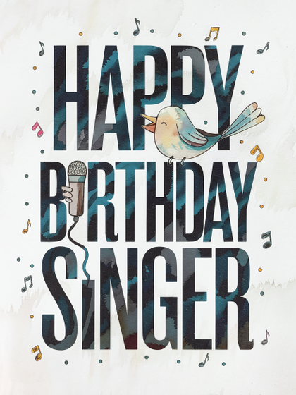 Free Download Happy Birthday Singer Watercolor Illustration