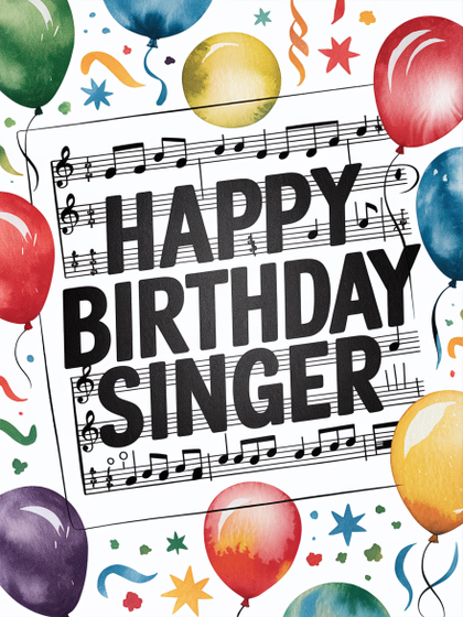 Free Download Watercolor Birthday Card for Singer