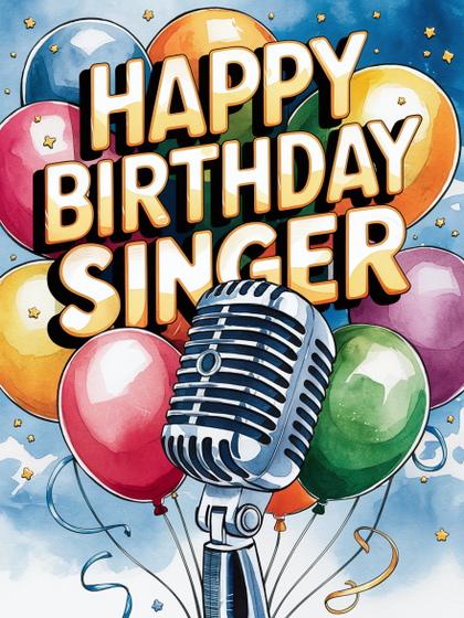 Free Download Happy Birthday Singer Watercolor Illustration