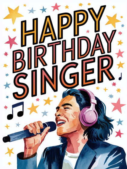 Free Download Happy Birthday Singer Watercolor Illustration