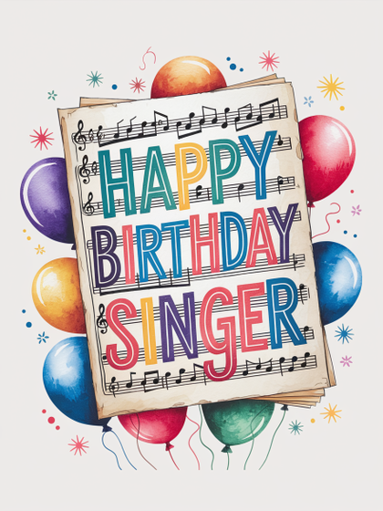 Free Download Happy Birthday Singer Watercolor Illustration