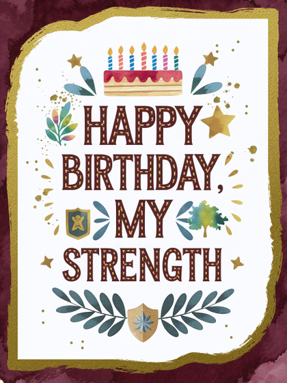Free Download Watercolor Birthday Card with Strength Quote