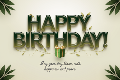 Free Download Elegant Green Happy Birthday Card
