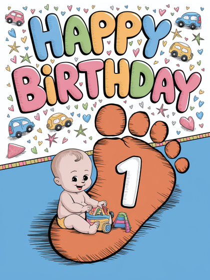 Free Download Adorable Babys First Birthday Illustration