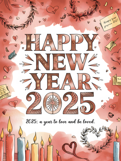 Free Download Happy New Year 2025 Watercolor Design