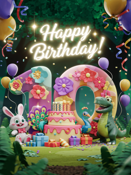 Free Download Happy 10th Birthday Felt Banner
