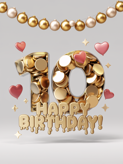 Free Download Happy 10th Birthday Felt Banner