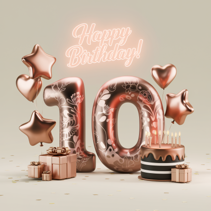 Free Download Happy 10th Birthday Felt Banner