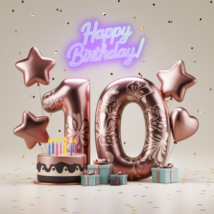 Free Download Happy 10th Birthday Felt Banner