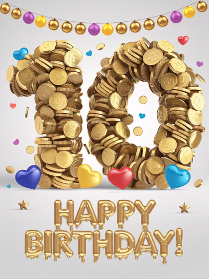Free Download Happy 10th Birthday Felt Banner