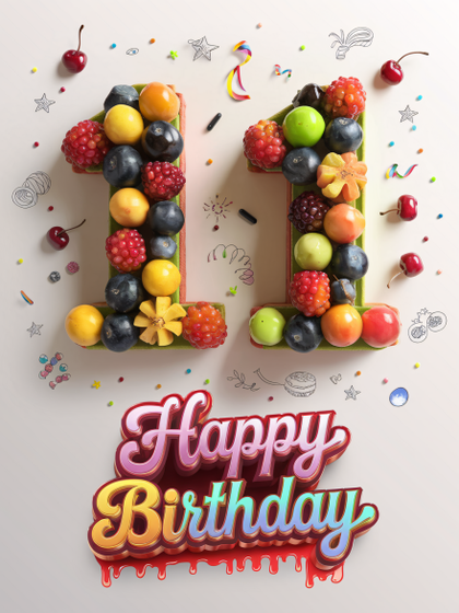 Free Download Eleventh Birthday Cake with Fruit