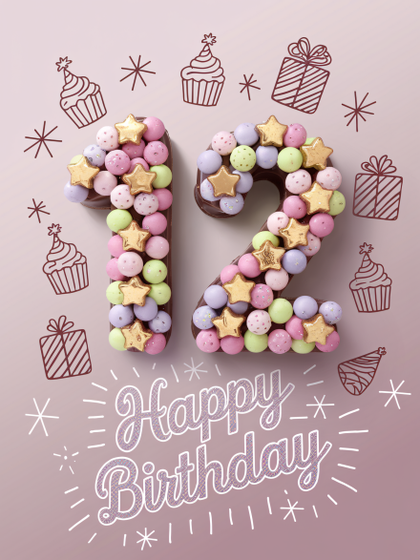 Free Download Delicious Chocolate Number Twelve Birthday Cake