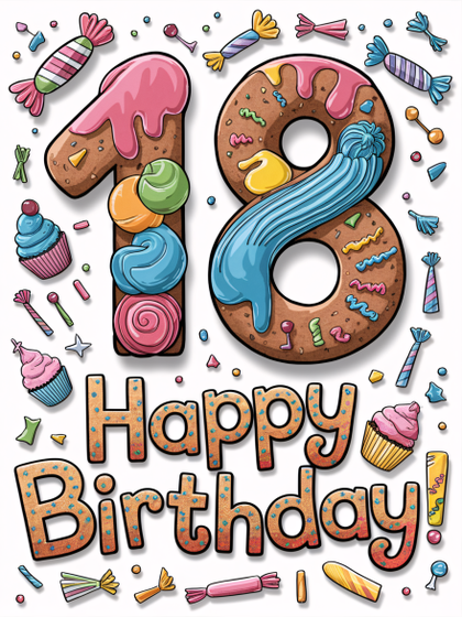 Free Download Eighteenth Birthday Cake Illustration: Sweet Treat Number ...