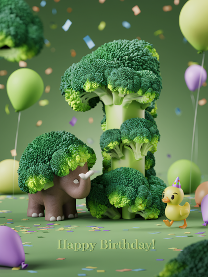 Free Download Adorable Broccoli Mammoth First Birthday