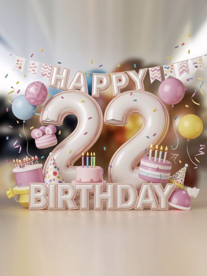 Free Download Happy 22nd Birthday Cupcake Card