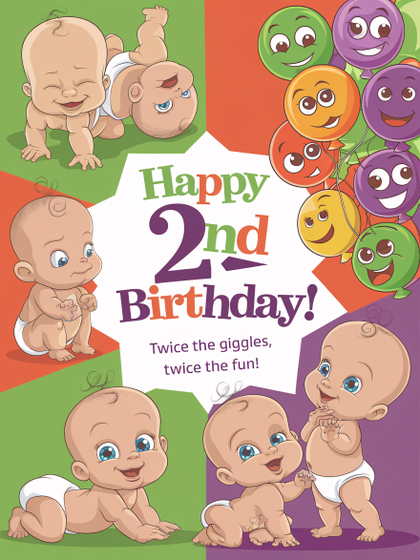 Free Download Happy 2nd Birthday: Adorable Cartoon Babies Celebration ...