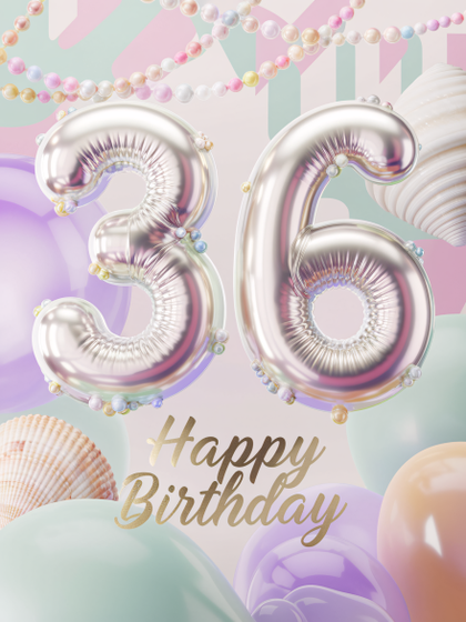 Free Download 36th Birthday Balloons: Happy Birthday Celebration Render