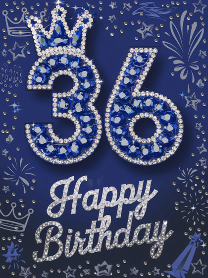 Free Download Sparkling 36th Birthday Card Design