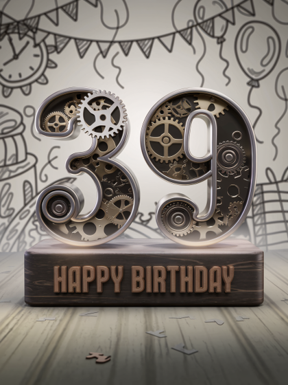 Free Download 39th Birthday: Steampunk Gears Number