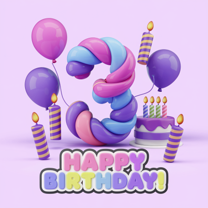 Free Download 3rd Birthday Celebration: Festive 3D Render