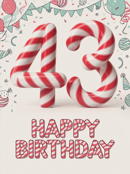 Free Download Happy 43rd Birthday Chocolate Sweets Card