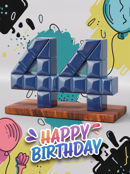 Free Download Luxurious 44th Birthday Card Design with Emeralds