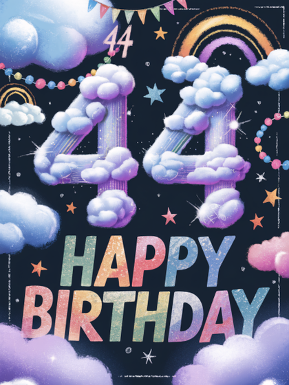 Free Download Luxurious 44th Birthday Card Design with Emeralds