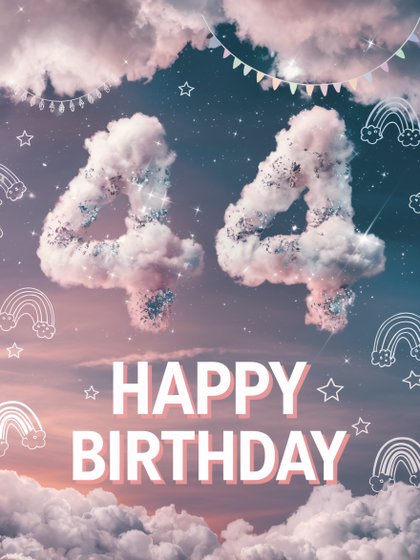 Free Download Luxurious 44th Birthday Card Design with Emeralds