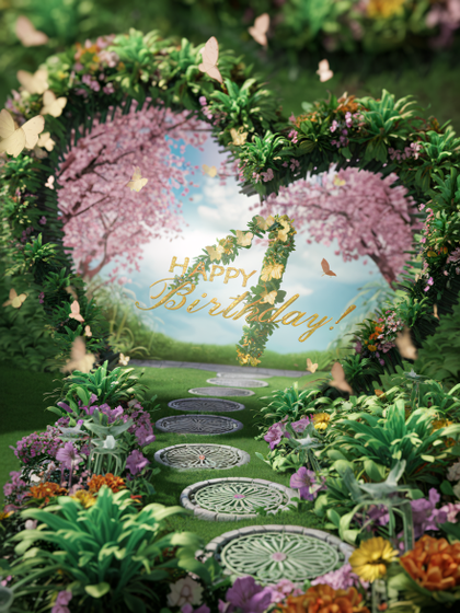 Free Download Happy Birthday Garden Path