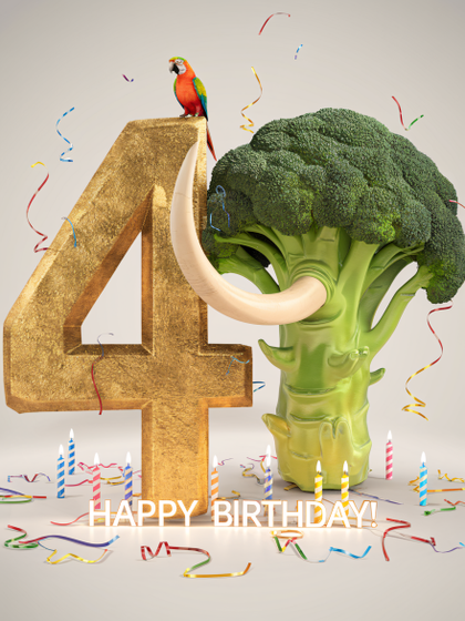 Free Download Happy 4th Birthday: Broccoli Mammoth Celebration