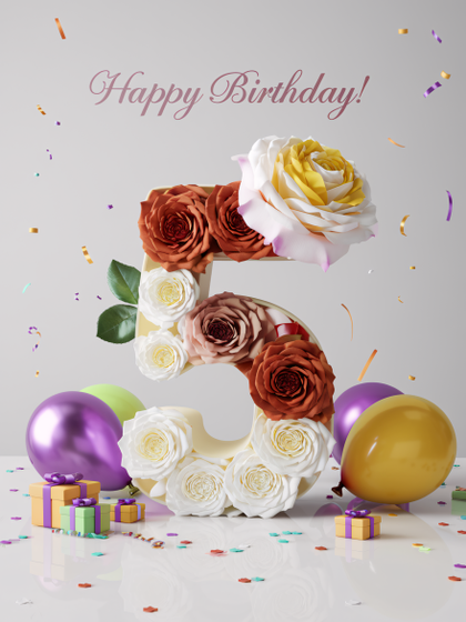 Free Download 5th Birthday Celebration: Gold Number Five with Balloons ...