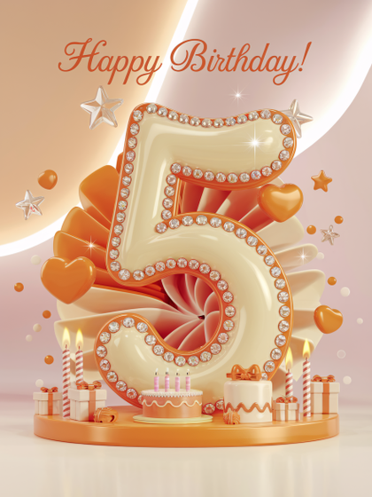 Free Download 5th Birthday Celebration: Gold Number Five with Balloons ...