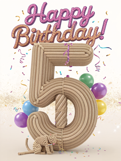 Free Download 5th Birthday Celebration: Gold Number Five with Balloons ...