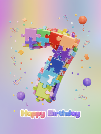 Free Download 7th Birthday Celebration: Golden Balloon Number Seven ...