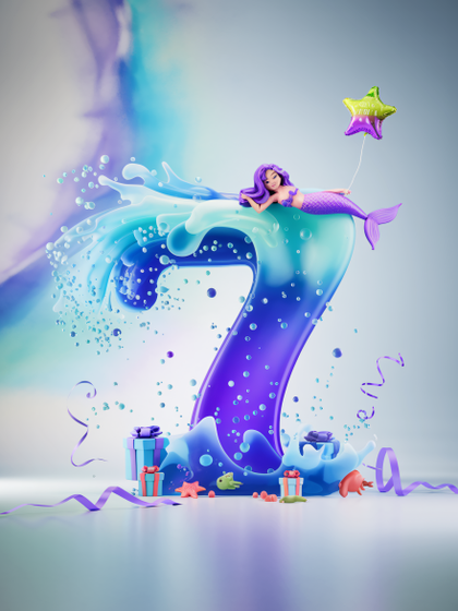 Free Download 7th Birthday Celebration: Golden Balloon Number Seven ...