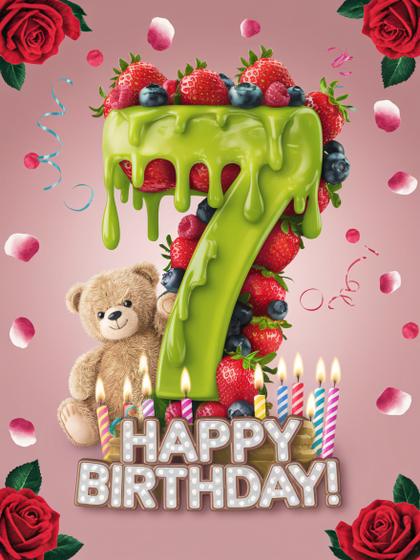 Free Download 7th Birthday Celebration: Golden Balloon Number Seven ...