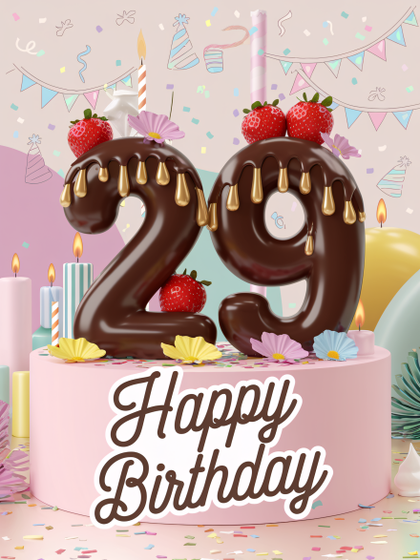 Free Download 29th Birthday Cake Candles
