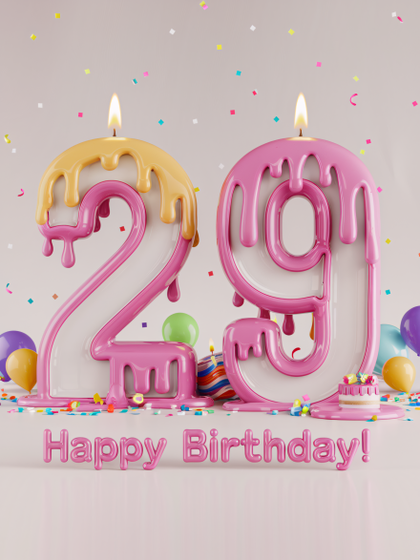 Free Download 29th Birthday Cake Candles