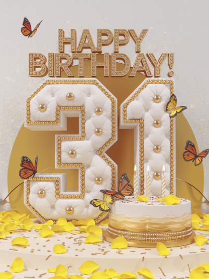 Free Download 31st Birthday Celebration: Luxurious Cake and Balloons