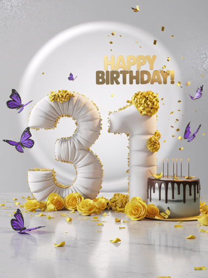 Free Download 31st Birthday Celebration: Luxurious Cake and Balloons