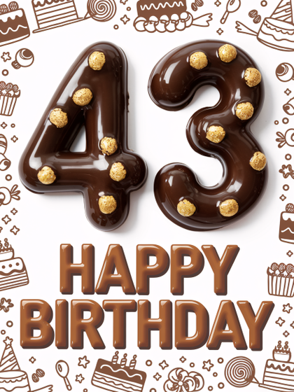 Free Download Happy 43rd Birthday Chocolate Sweets Card
