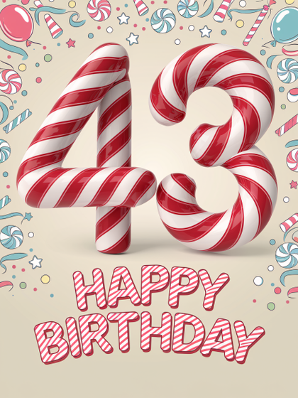 Free Download Happy 43rd Birthday Chocolate Sweets Card