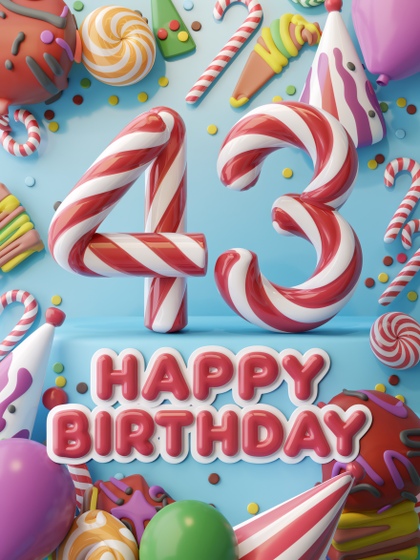 Free Download Happy 43rd Birthday Chocolate Sweets Card