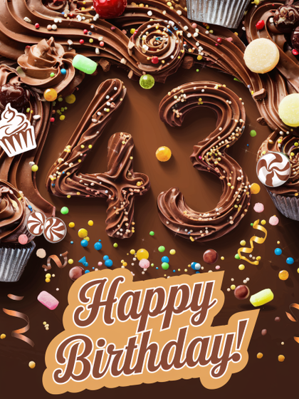 Free Download Happy 43rd Birthday Chocolate Sweets Card