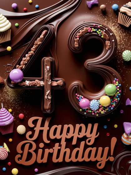 Free Download Happy 43rd Birthday Chocolate Cake Image